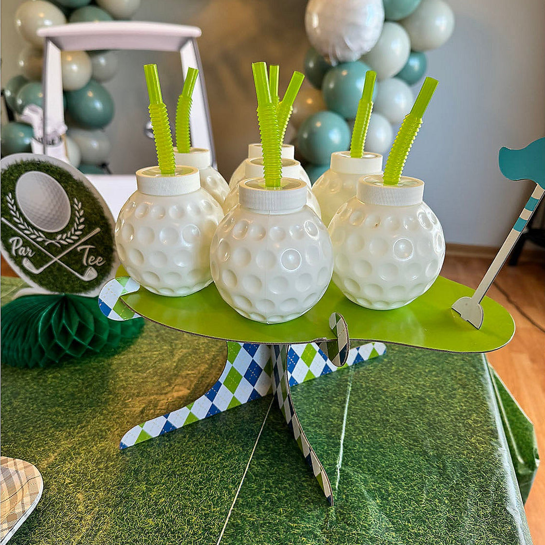Golf Ball Reusable Plastic Cups with Lids & Straws– Gatherings by CP
